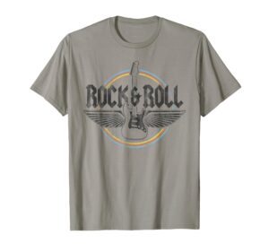 retro vintage rock & roll guitar wings music concert band t-shirt