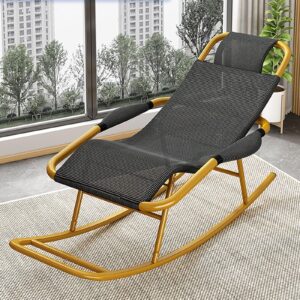 rattan chairs rocking chair outdoor rocker oversized rocker, padded cushion comfy patio chairs camping chairs with steel frame for patio, backyard, balcony, porch, 150kg weight capacity ( color : g )