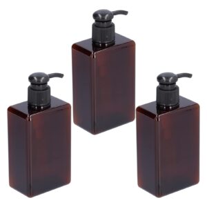 fiyo 3pcs empty shampoo bottles, 280 ml pump bottle dispenser refillable portable travel containers hand and dish soap dispenser for kitchen bathroom(brown)