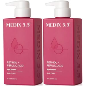 medix 5.5 retinol body lotion firming moisturizer | crepey skin care treatment | retinol body cream | anti aging retinol cream for women targets look of crepe skin, wrinkles, & sagging skin, 2-pack