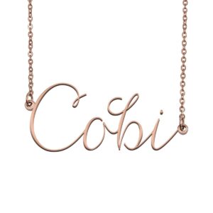 cobi name necklace name plate necklace name tag necklace in rose gold