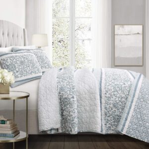 lush decor quilt set, king, nisha 3 piece, blue