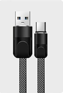 usb type-c cable 5a fast charging (3ft) flat nylon braided usb-a to usb-c (white)