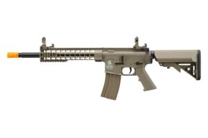 lancer tactical gen 2 lt-19 airsoft m4 carbine 10" electric full/semi-auto airsoft aeg rifle, included 6mm 0.20g bbs, charger, and battery (polymer/desert)