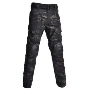 harglesman mens combat pants airsoft bdu uniform sets rip-stop military tactical trousers practical painball work shooting hiking fishing hunting safety outdoor clothing black camo l