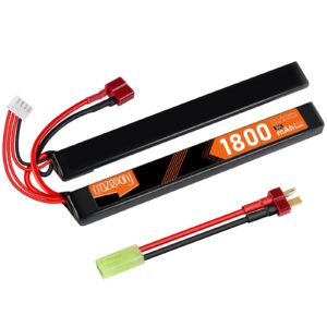 crazepony airsoft battery 11.1v rechargeable 3s lipo 1800mah 30c nunchuck split pack battery with deans t plug to mini tamiya cable for airsoft model guns rifle