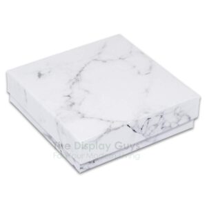 thedisplayguys - 25-pack #33 cotton filled cardboard paper jewelry boxes gift case - marble white (3.5" x 3.5" x 1.0") - for shipping or storage