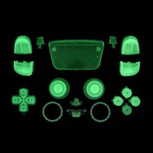 wps replacement clip shell touch pad thumbsticks dpad r1 l1 trigger buttons w/accent rings set for ps5 playstation controller (glow in the dark)