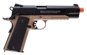 elite force 1911 blowback 6mm bb pistol airsoft gun, fde/black, 1911 tac