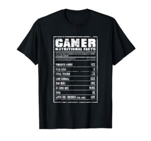 funny gaming gamer nutritional facts gift gamer t-shirt