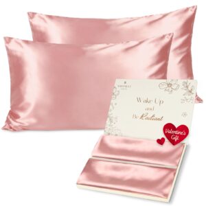 yanibest satin pillowcase, silk pillow cases for hair and skin with zipper, queen pillow cases set of 2 for 20"x30", exquisite packaging for women men