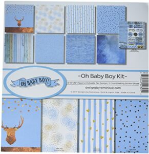 reminisce (rembc) oh baby boy scrapbook collection kit, multicolor, 12x12 inches