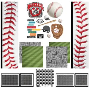 scrapbook customs themed paper scrapbook kit, baseball sport paper