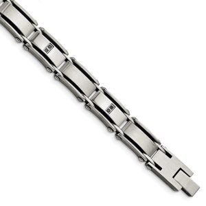 stainless steel polished/brushed 1/10ct tw. diamond mens bracelet