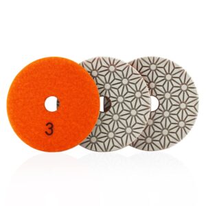 ydrown 3 step diamond polishing pads 4 inch stone abrasive grinding wheel wet use 3pcs step3 for granite marble quartz concrete (step3-3pcs)