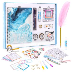 vertoy diy journal set for girls ages 8-12 - kids scrapbook diary journaling kit for writing, ideas birthday gifts and toys for 8 9 10 11 12 13+ years old, teenage kids