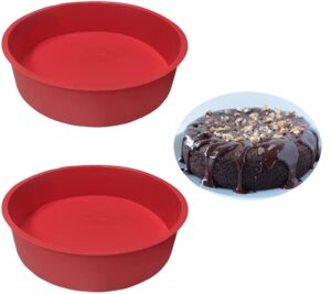 2pcs 8 inch silicone cake pan for baking, round cake molds silicone baking pan non-stick quick release suitable for cheesecake chocolate cake brownie cake puddings