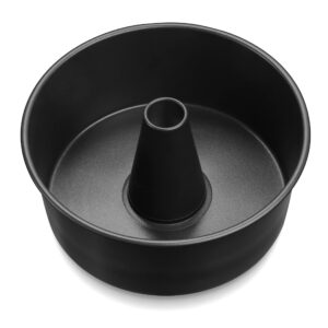 lianyu 10 inch angel food cake pan, black nonstick tube pan for baking pound cake, deep chiffon mold with stainless steel core, easy to release, leak proof