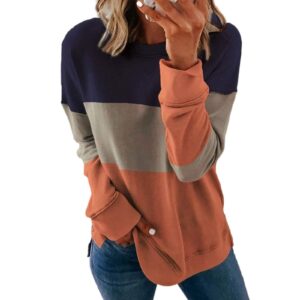 big deal days long sleeve shirts for women 2023 casul crewneck lightweight sweatshirts fashion print loose pullover trendy tops blue m