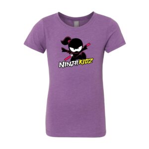 ninja kidz official original logo girls shirt, dress your ninja kids in cool kids clothes, ninja shirt merch & tee for girls, purple t shirt, size youth medium