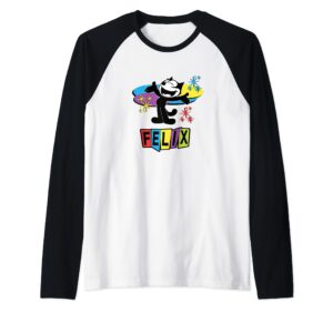 felix cat comics retro futurist tv in joyful happy design raglan baseball tee