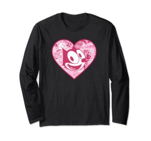 felix the cat heart comic fill long sleeve t-shirt