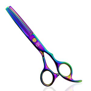 professional hair thinning shears 6 inch hair cutting teeth scissors hairdressing texturizing salon shears japanese 440c stainless steel barber haircut scissors for women/men/kids (rainbow)