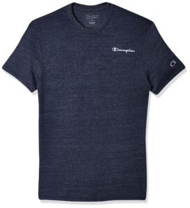 champion, powerblend, soft, graphic, comfortable t-shirt for men, navy heather small script, x-large