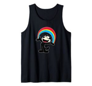 rainbow felix funny cat cartoon & retro comics graphic tank top