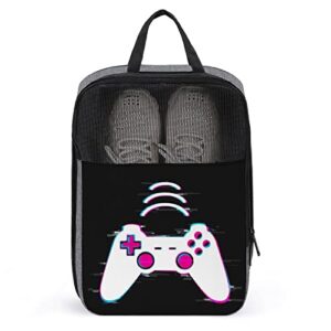 frcavbin gamer white gamepad games travel shoe bag shoes carrier with handle and zipper foldable shoe puches organizer for home storage school starts