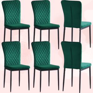 fenzard set of 6 living room chairs dining chairs with velvet, high back, metal frame and modern lattice design for living room, dining room,green