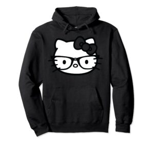 hello kitty black and white nerd glasses pullover hoodie