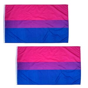 oz 3x5ft polyester lgbt bi bisexual flag for wall bi flag for room bisexual flag cape bi flag tapestry-pack of 2