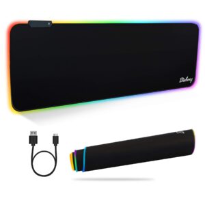 rgb gaming mouse pad, large expanded soft led mouse pad with 14 light modes, anti-slip rubber base for computer keyboard mat, 31.5"x11.8"x0.16" (xl)