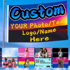 custom flag 3x5 ft personalized flags banners create your own flag with photo text logo customizable double-sided flag with vivid color and double stitched for room outdoor garden