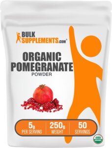 bulksupplements.com organic pomegranate powder - pomegranate supplement for immune support, pomegranate powder organic - gluten free, 5g per serving, 250g (8.8 oz) (pack of 1)