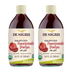 de nigris organic pomegranate vinegar raw & unfiltered 16,9 oz (pack of 2) | balsamic vinegar pomegranate with mother for the balance of metabolism | organic pomegranate balsamic