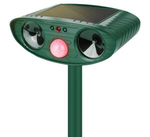 2023 solar ultrasonic in repellent defender rat, squirrel, deer, raccoon, skunk, rabbit, mole, dog, cat, waterproof with motion detector green1