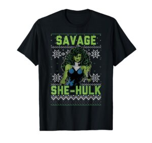 marvel she-hulk savage ugly christmas sweater t-shirt