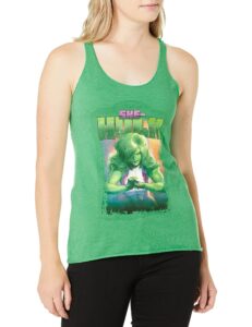 marvel womens official marvel she hulk punch junior's racerback tank shirt, green official marvel she hulk punch junior's racerback tank, medium us