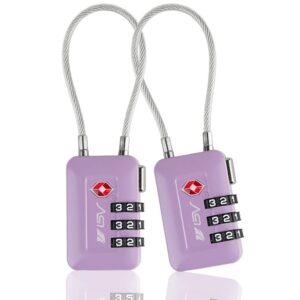 tsa accepted luggage travel lock, set-your-own combination lock for school gym locker, luggage suitcase baggage locks, filing cabinets, toolbox, case (purple, 2 pack)