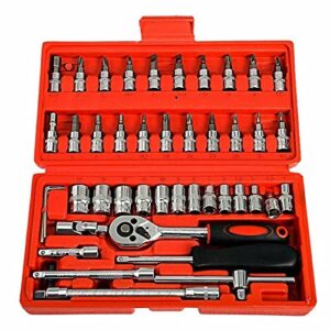 jtsq us 46x metric socket set 1/4" wrench torx ratchet driver screwdriver bit tool tool box tool set tool kit multi tool tool organizer tool box organizer hand tools tool storage home improvemen