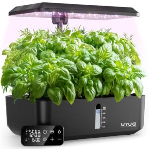 hydroponics growing system indoor garden: uruq 12 pods indoor gardening system with remote control led grow light height adjustable quiet plants germination kit - gardening gifts for women black