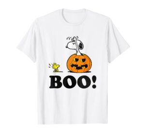 peanuts halloween snoopy woodstock boo! t-shirt