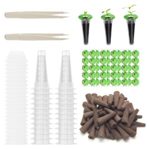 150pcs seed pod kit for aerogarden, anglecai hydroponics garden accessories for hydroponic growing system, grow anything kit with 50 grow sponge, 50 pod label, 24 grow basket, 24 grow dome, 2 tweezers