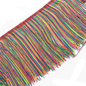 yalulu 78.7inch x 7.8inch polyester fringe fibre tassel lace trim tassel fringe trimming for diy latin dress stage clothes accessories (rainbow)