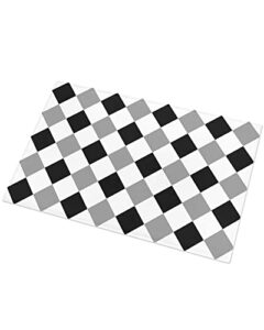 modern plaid geometry diamond grey white black lattice bathroom rugs non slip absorbent bath mat,bath rugs soft microfiber memory foam bathroom mat for bathtub shower 16x24inch