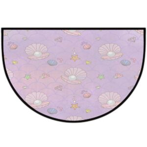 gemefv mermaid scales pearl shell half round door mat starfish diamond non-slip half circle area rug doormat washable half moon rug for indoor outdoor kitchen bedroom home decor