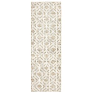 town & country everyday walker modern diamond everwash™ washable multi-use decorative rug, tufted kitchen runner rug, low-profile door mat, bath rug with non-slip backing, beige, 24"x72"