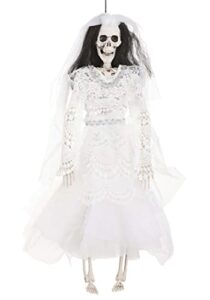 fun costumes 16" skeleton bride dress posable decoration ornament, haunted house party halloween display